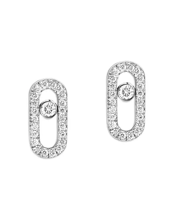 Messika Diamond Move Uno Pave Stud Earrings - White Gold