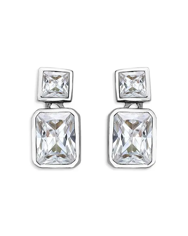 Aqua Cubic Zirconia Drop Earrings - Silver