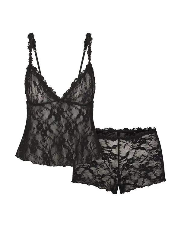 SKIMS Stretch Floral Lace Camisole Set - Soot