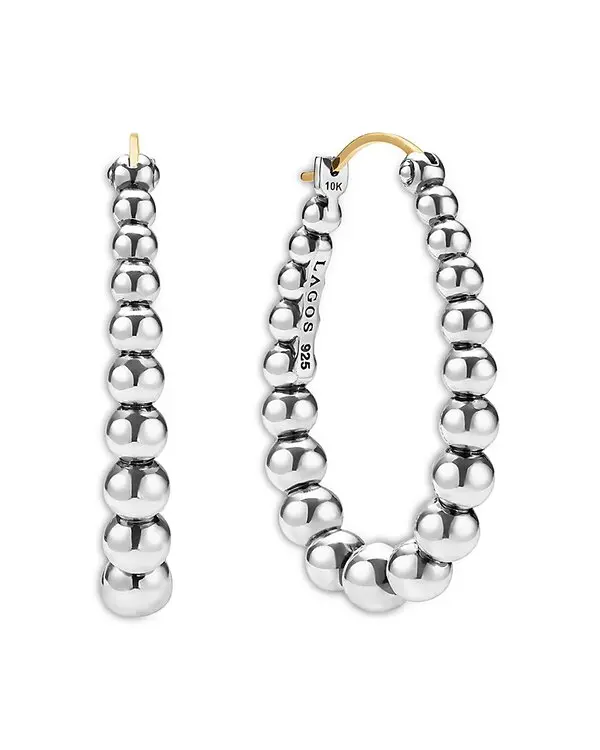 Lagos Sterling Caviar Bubbly Beaded Hoop Earrings - Silver