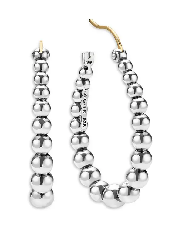 Lagos Sterling Caviar Bubbly Beaded Hoop Earrings - Silver