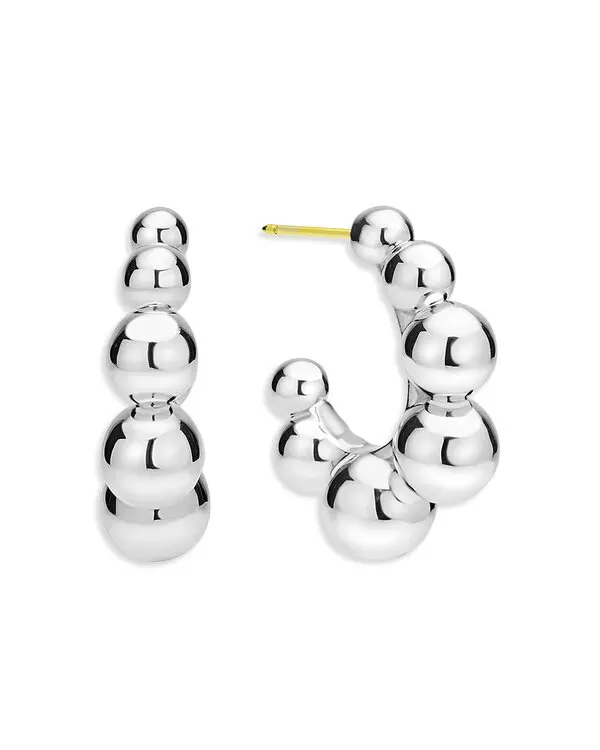 Lagos 18k Yellow Gold & Sterling Caviar Bubbly Beaded Hoop Earrings