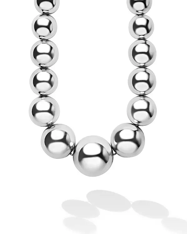 Lagos Sterling Caviar Bubbly Graduated Bead Collar Necklace - Silver