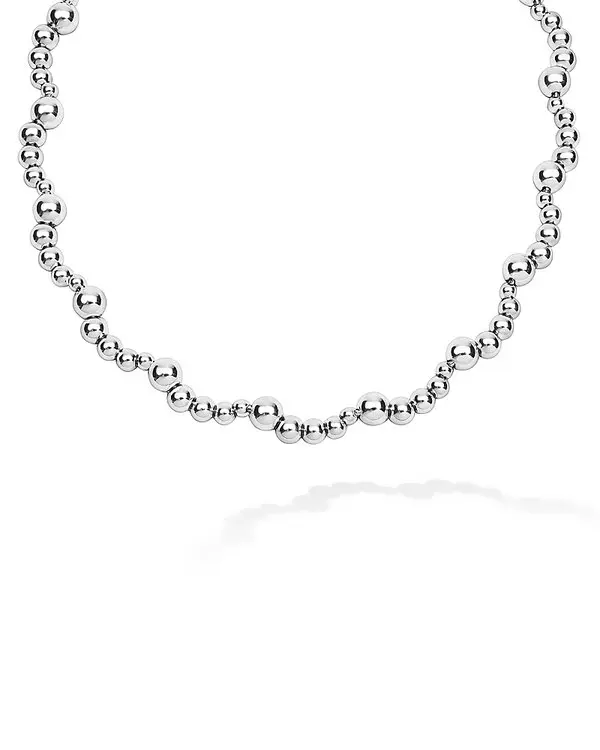 Lagos Sterling Caviar Bubbly Scalloped Beaded Collar Necklace - Silver