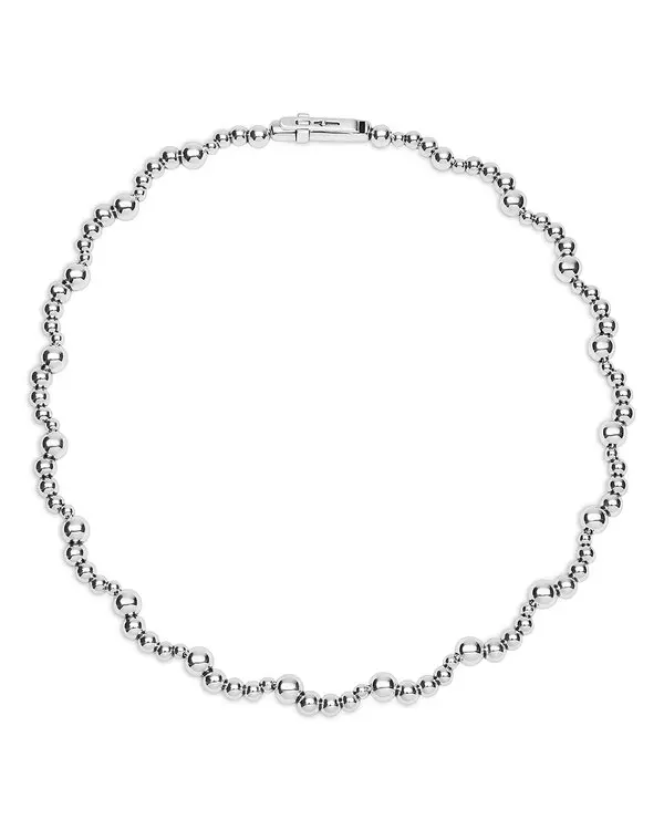 Lagos Sterling Caviar Bubbly Scalloped Beaded Collar Necklace - Silver
