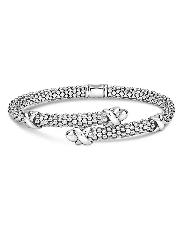 Lagos Sterling Embrace Caviar Bead Bypass Bracelet - Silver