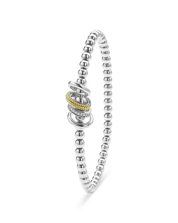 Lagos 18k Yellow Gold & Sterling Diamond Stretch Bracelet