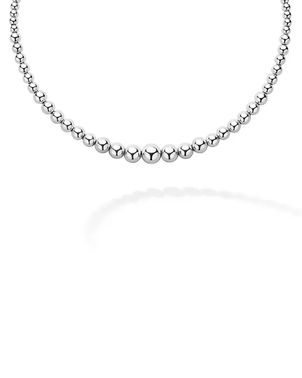 Lagos Sterling Caviar Bubbly Petite Graduated Bead Collar Necklace - Silver