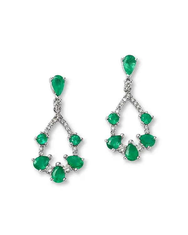 Bloomingdale'S Emerald & Diamond Pear Drop Earrings - Green/white