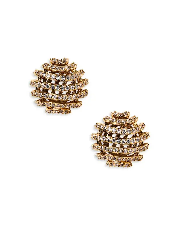Nadri Pisa Open Pave Stud Earrings - Gold