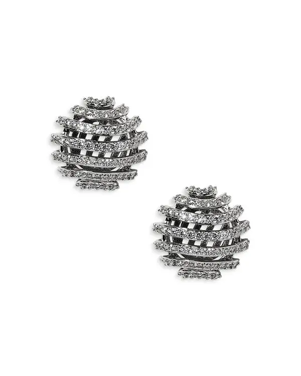 Nadri Pisa Pave Stud Earrings - Silver