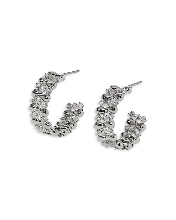 Nadri Pisa Pattern Hoop Earrings - Silver