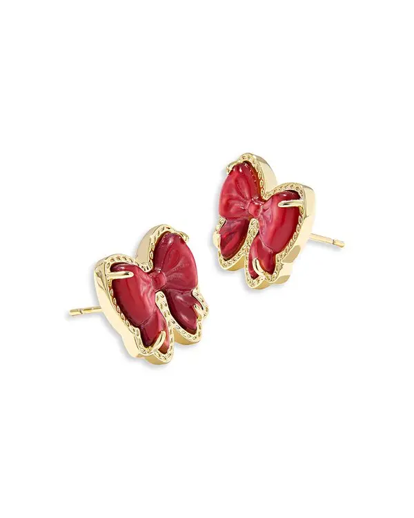 Kendra Scott Haley Bow Stud Earrings - Red/gold