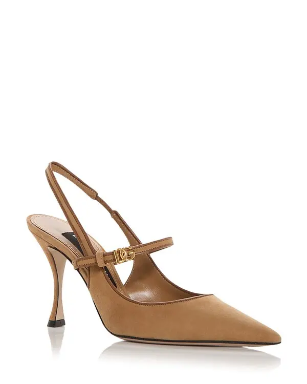 Dolce & Gabbana Suede And Leather Slingbacks - Beige/camel