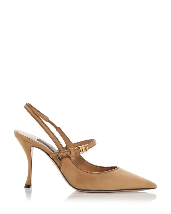 Dolce & Gabbana Suede And Leather Slingbacks - Beige/camel