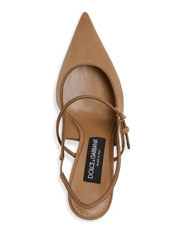 Dolce & Gabbana Suede And Leather Slingbacks - Beige/camel