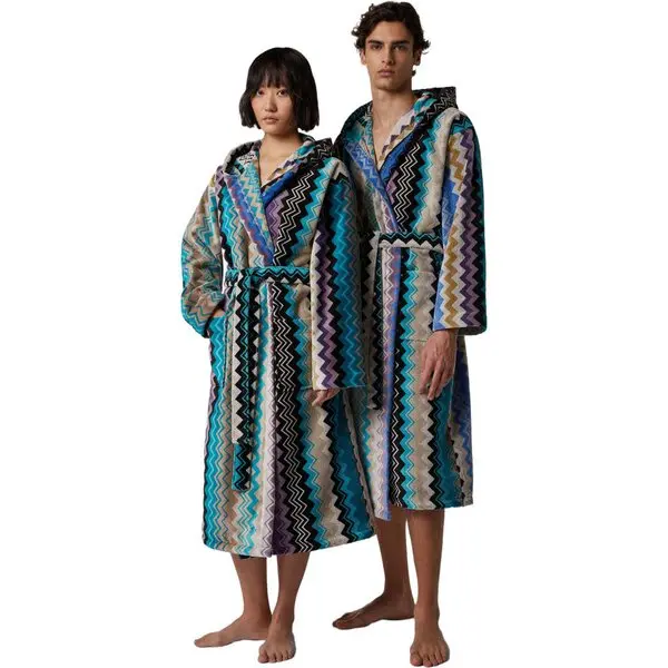 Missoni Giacomo Hooded Bathrobe - Blue