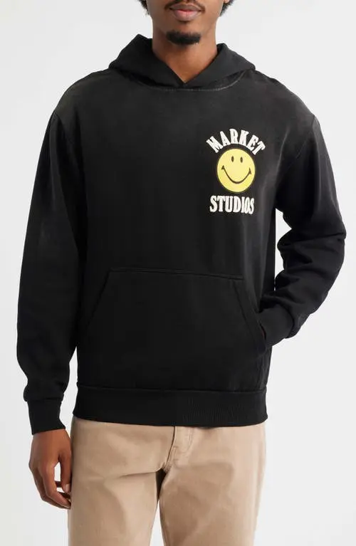 MARKET Smiley® Upside Down Lockup Hoodie - Jet Black