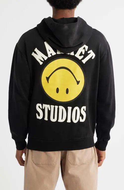 MARKET Smiley® Upside Down Lockup Hoodie - Jet Black