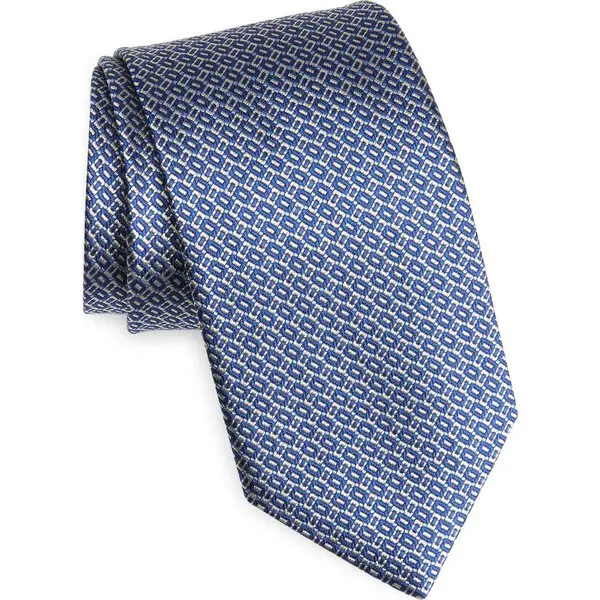 David Donahue Silk Jacquard Neck Tie - Navy