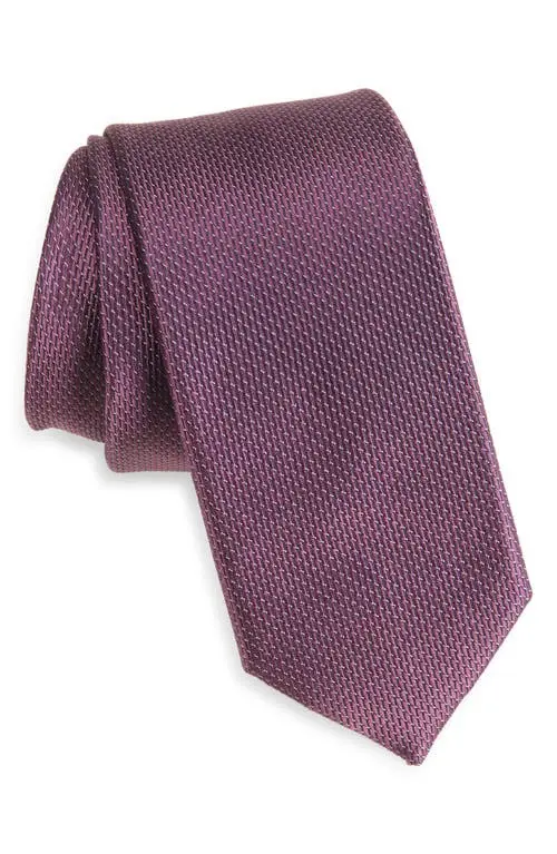Nordstrom Haskin Textured Solid Silk Tie - Eggplant
