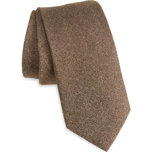 Nordstrom Prescott Solid Textured Silk Neck Tie - Taupe