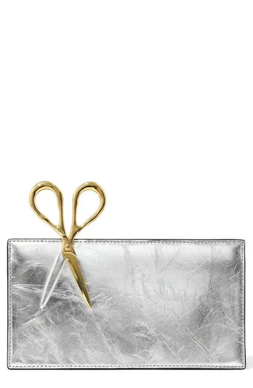 Alexis Bittar The Petite Scissor Leather Clutch - Silver