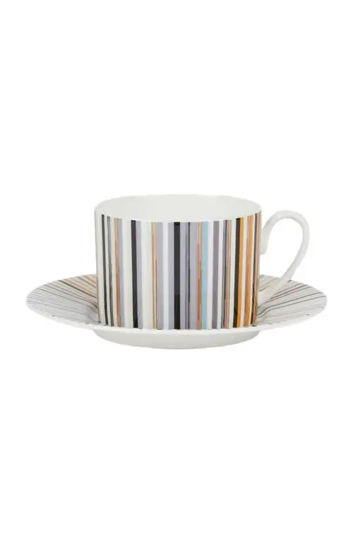 Missoni Stripes Jenkins Set Of 6 Tea Cups & Saucers - White