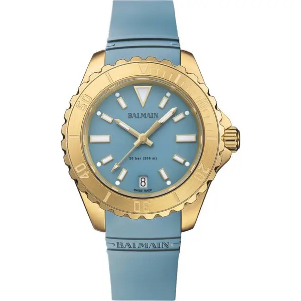 BALMAIN WATCHES Ophrys Rubber Strap Watch - Blue Rubber Yellow Gold Pvd