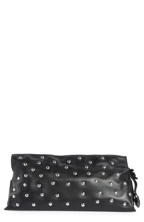Sam Edelman Poppy Oversized Studded Leather Clutch - Black