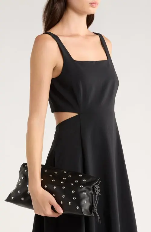 Sam Edelman Poppy Oversized Studded Leather Clutch - Black
