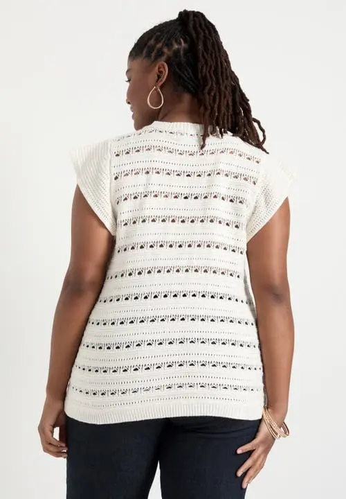 JUNE + VIE Ruffled-sleeve Top