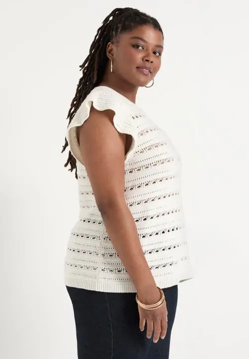 JUNE + VIE Ruffled-sleeve Top