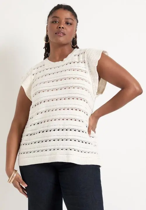 JUNE + VIE Ruffled-sleeve Top
