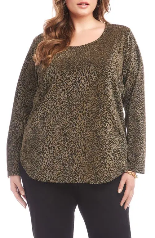 Karen Kane Metallic Print Knit Top - Leopard