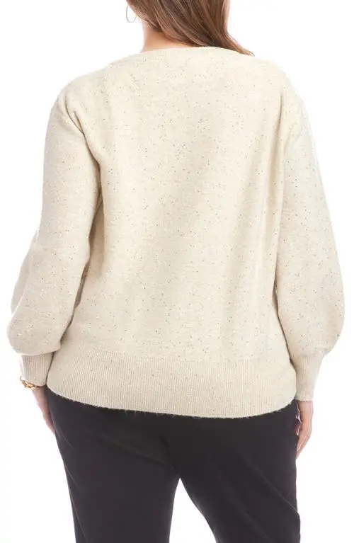 Karen Kane Sequin V-neck Sweater - Sand