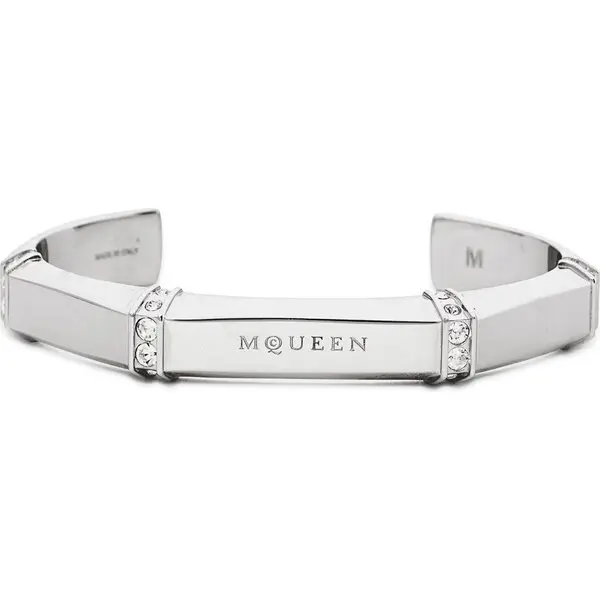 Alexander McQueen Logo Engraved Cuff Bracelet - Crystal Strass