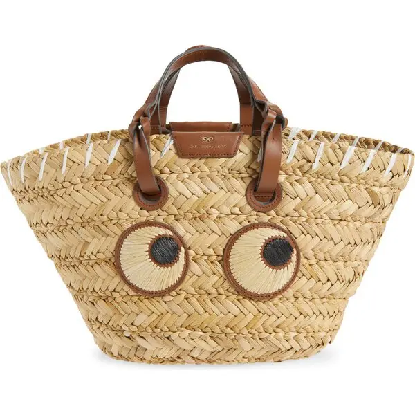 Anya Hindmarch Small Paper Eyes Basket Tote Bag Natural