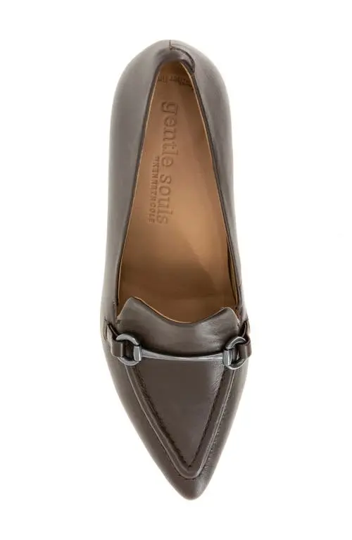 Gentle Souls Pointed Toe Bit Loafer Pumps - Chocolate Leather