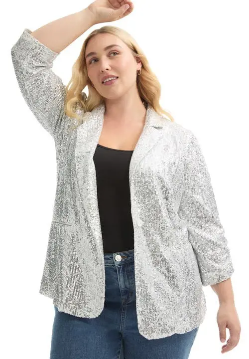 JUNE + VIE Embellished Sequin Blazer