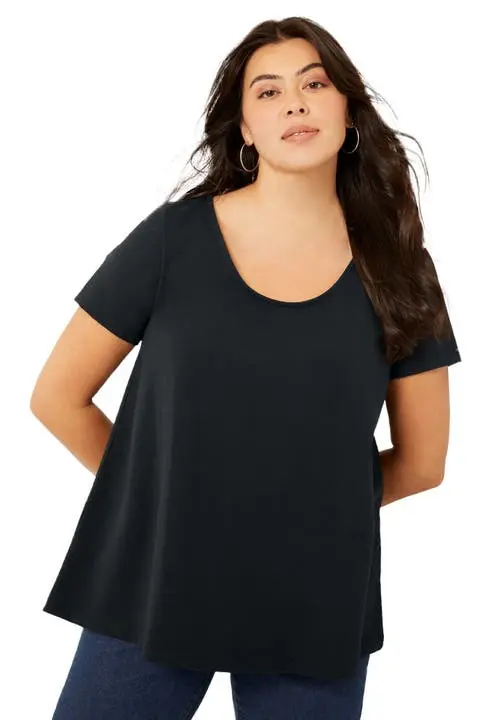 JUNE + VIE Short-sleeve Tunic - Black
