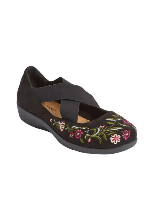 COMFORTVIEW The Stacia Mary Jane Flat - Embroidery