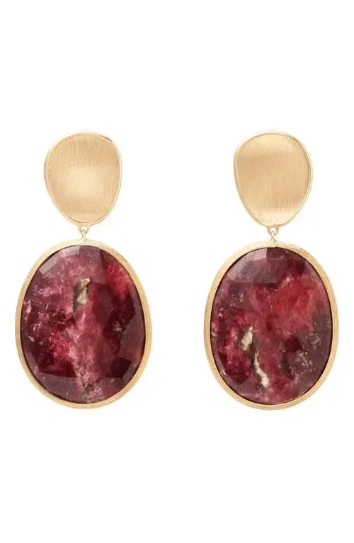 Marco Bicego Lunaria Thulite Drop Earrings - Yellow Gold