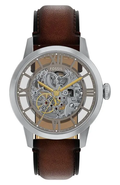 Fossil Townsman Strap Watch - Brown/silver/gold