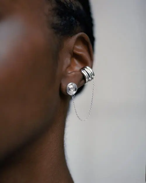 Fry Powers Ear Chain Stud Earrings