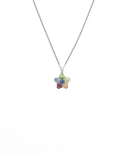 Fry Powers Diamond And Sapphire Charm Pendant Necklace - Rainbow Multi
