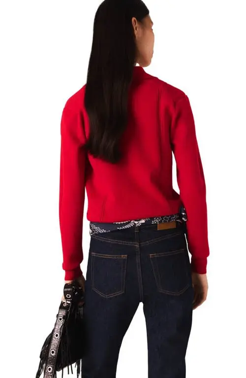 Maje Cable Knit Polo Collar Sweater With Embroidery
