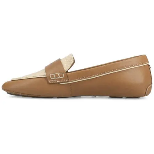 BIRDIES The Vesper Driver Loafers - Cappuccino Leather Raffia