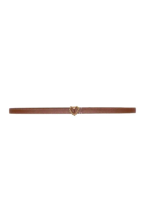 Maje Slim Belt With Heart Detail - Camel