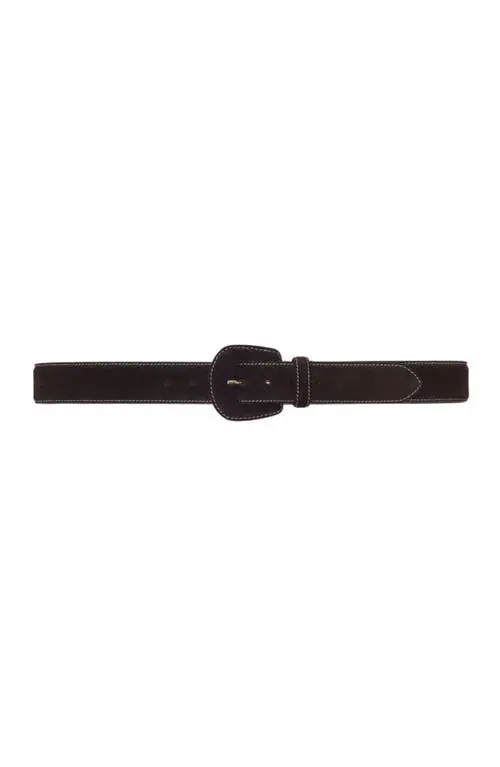 Maje Suede Belt - Dark Brown